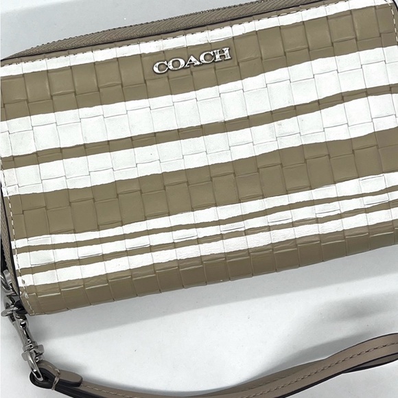 Coach | Bags | Coach Tan And White Woven Crossbody Bag | Poshmark